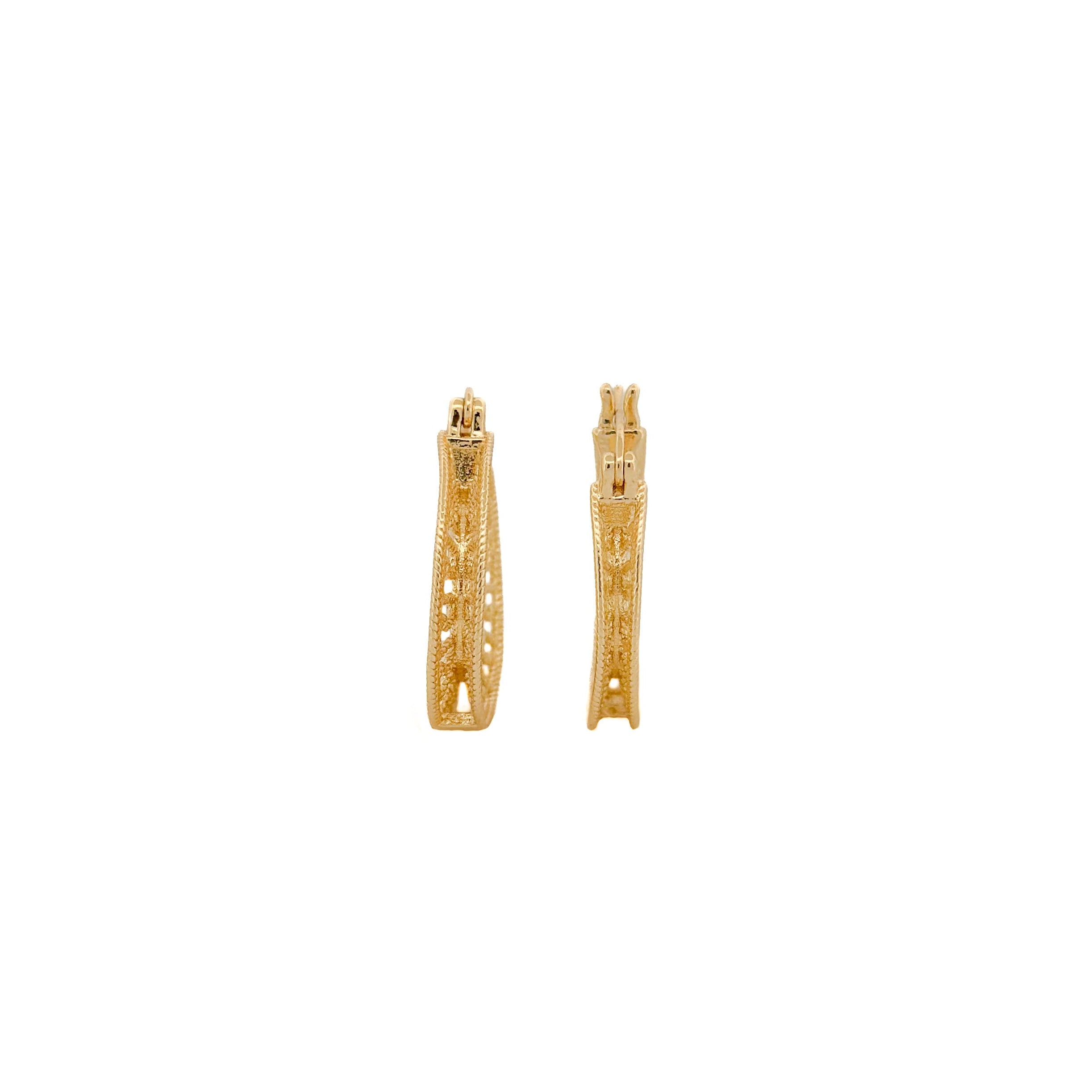 ARRACADA ORO LAMINADO TIPO CANASTA CON GRECAS – Joyeria Elohim